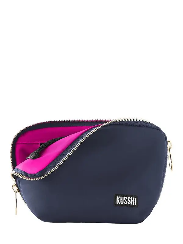 KUSSHI Everyday Makeup Bag - Navy/ Pink Nylon