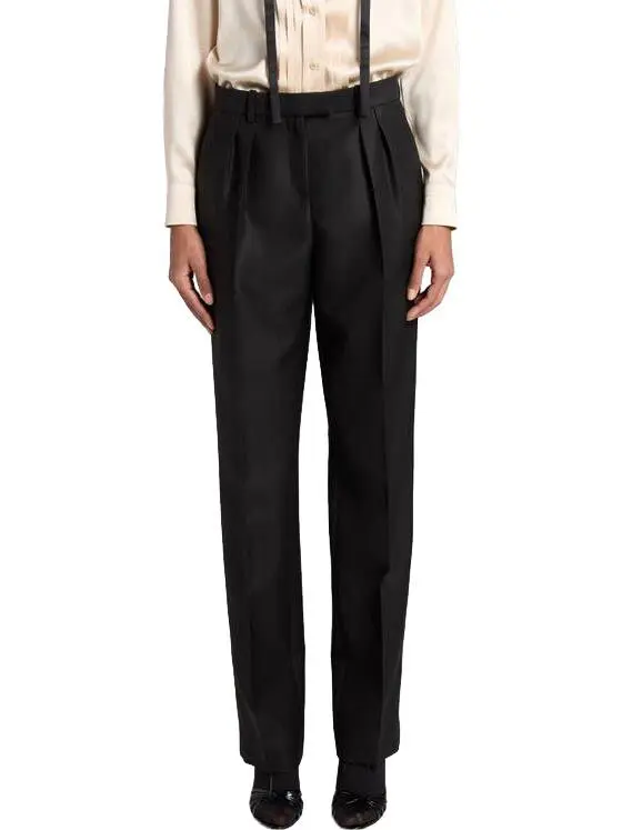 TOM FORD Pleated Wool Trousers - Black