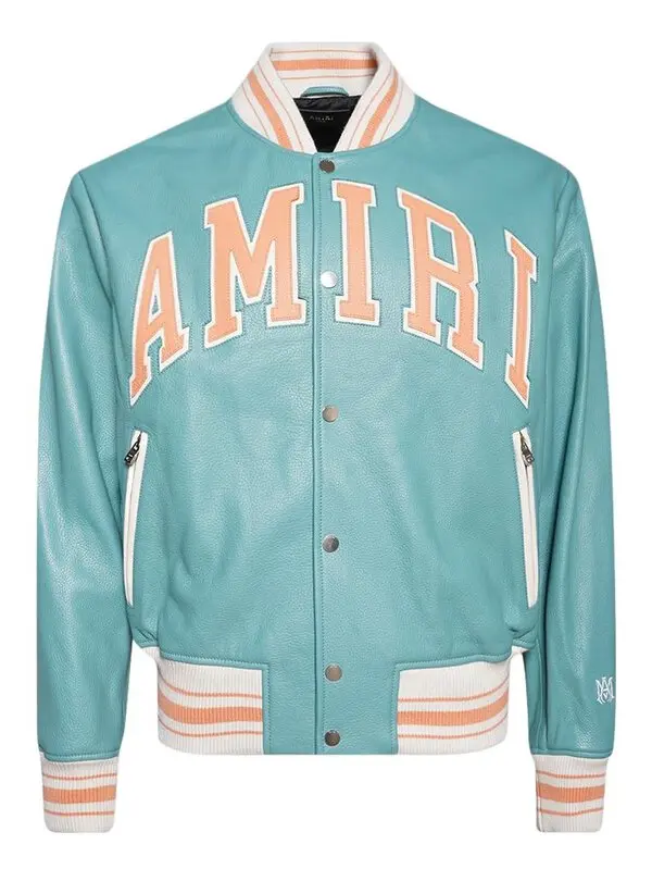 Amiri Leather Bomber Jacket - Blue