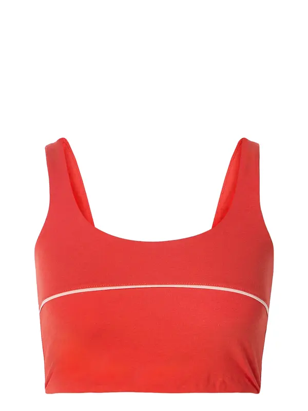 Skin Eris Striped Stretch Organic Pima Cotton-jersey Sports Bra - Red