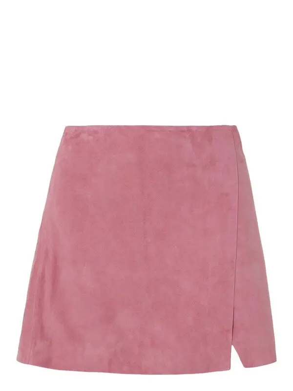 LUKHANYO MDINGI Suede Wrap-effect Mini Skirt - Pink