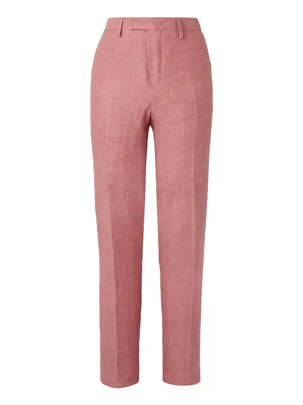 Mr P. Phillip Tapered Linen Suit Trousers - Pink