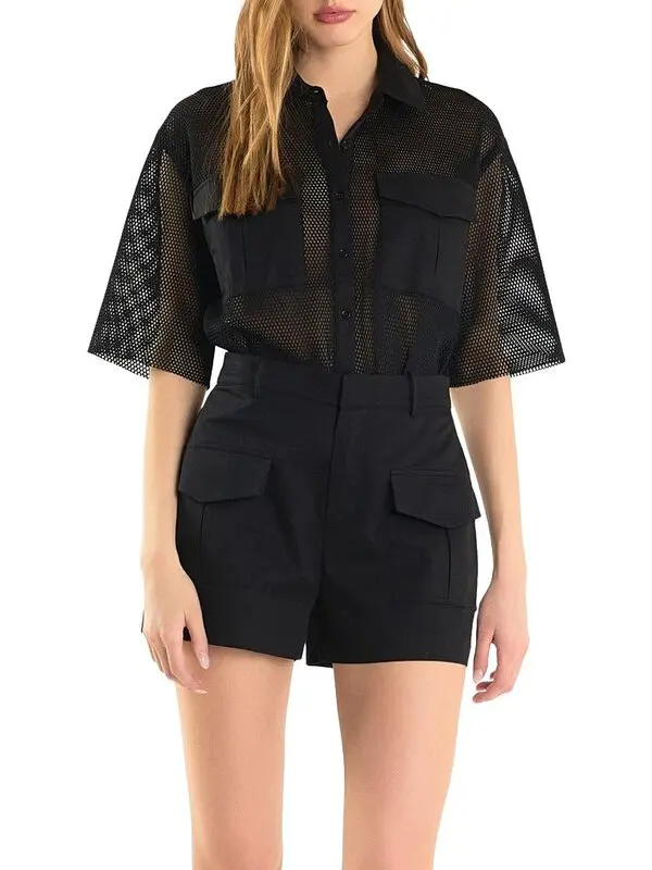 Endless Rose Pocket Mesh Shirt - Black
