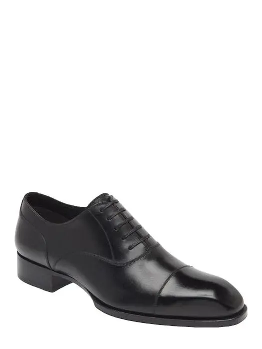 TOM FORD Elkan Burnished Leather Oxford - 1n001 Black