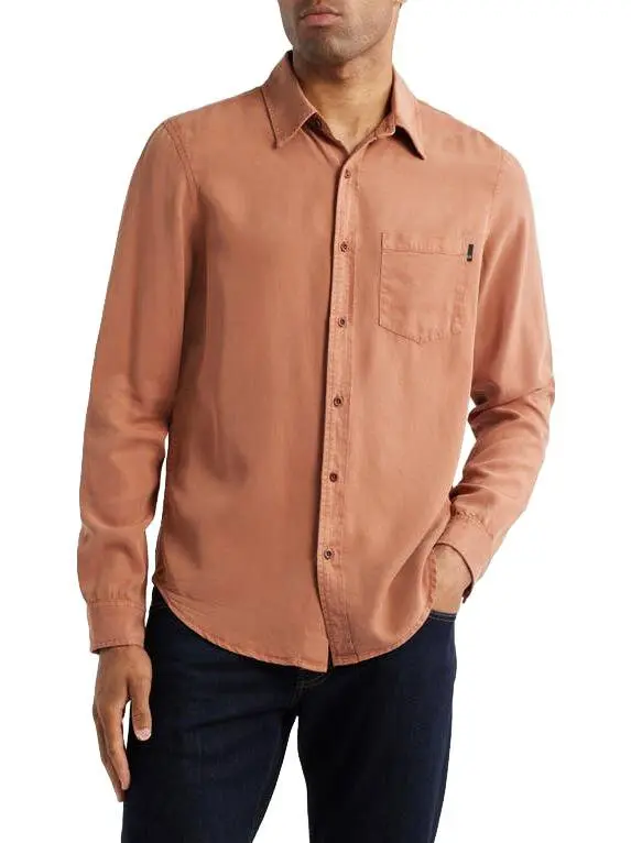 Ag Aiden Solid Lyocell Button-up Shirt - Mesa Rust