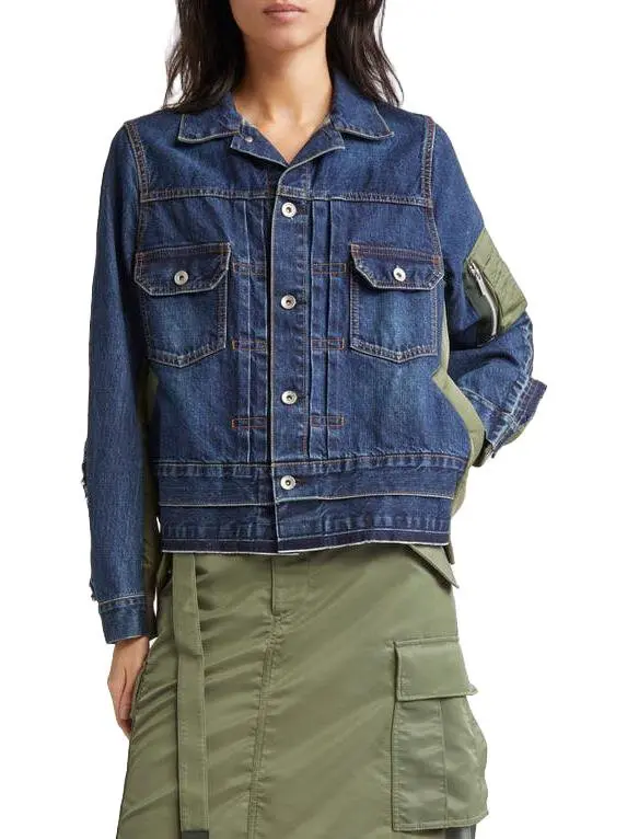 Sacai Denim & Nylon Twill Jacket - Blue 401
