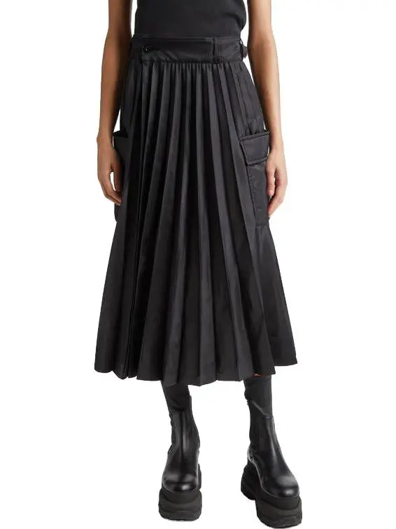 Sacai Pleated Cargo Midi Skirt - Black 001