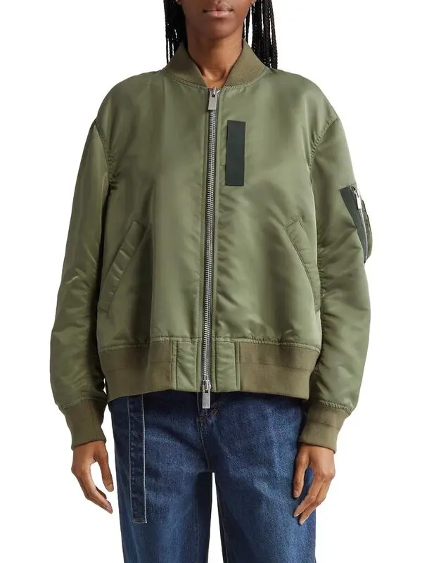 Sacai Nylon Twill Bomber Jacket - Khaki