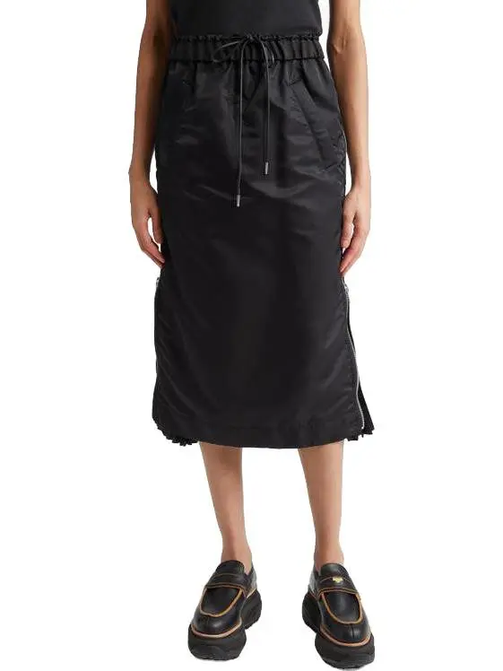 Sacai Insulated Nylon Twill Midi Skirt - Black 001