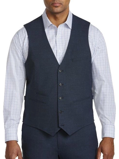 SYNRGY BY DXL Big & Tall Performance Mélange Suit Vest - Blue