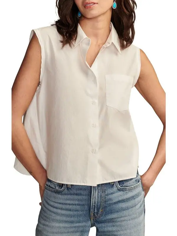 Lucky Brand Button-front Sleeveless Top - Bright White
