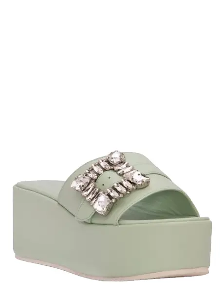 BEAUTIISOLES Dita Platform Slide Sandal - Light Green