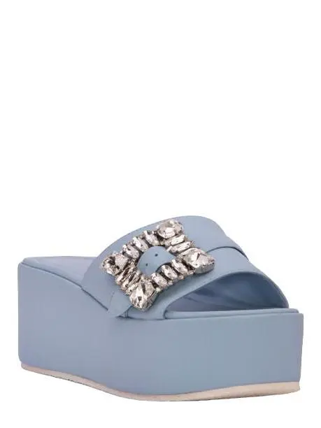 BEAUTIISOLES Dita Platform Slide Sandal - Sky Blue
