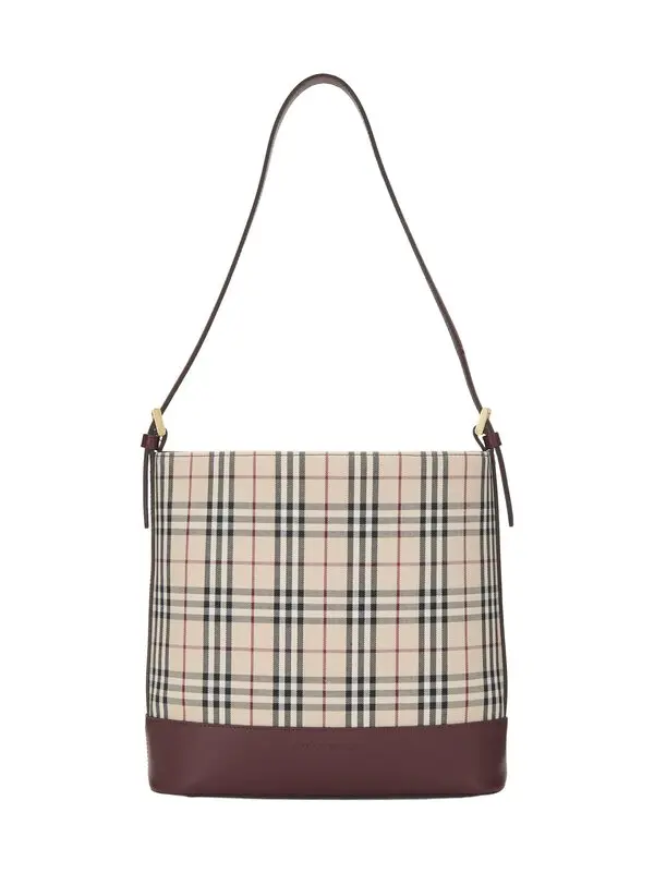 Burberry House Check Bucket Shoulder Bag - Burgundy