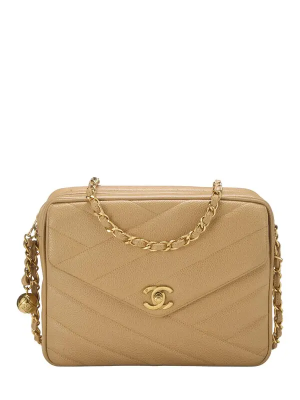 Chanel Quilted Caviar Envelope Camera Bag - Beige
