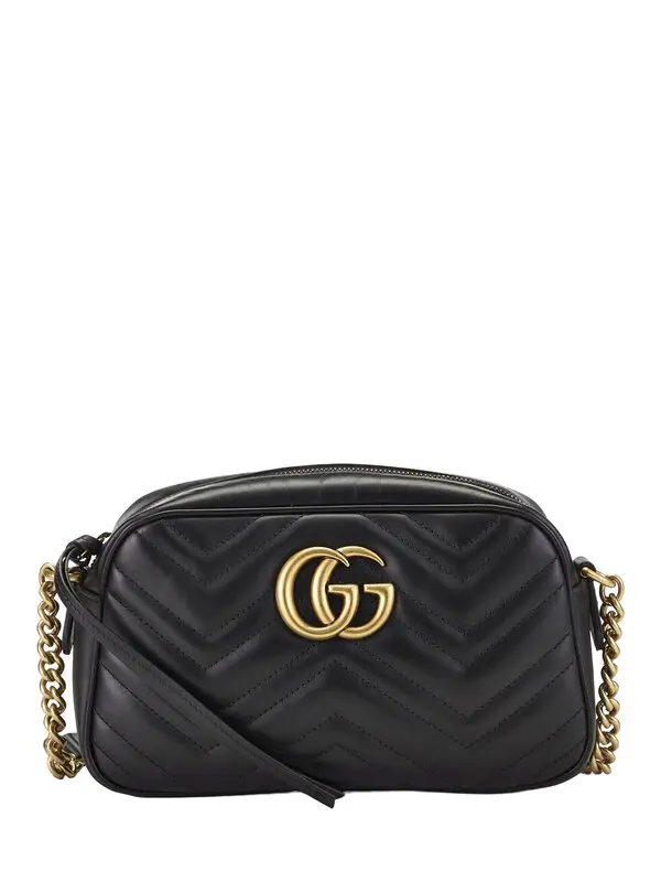 Gucci Leather Gg Marmont Crossbody Bag - Black