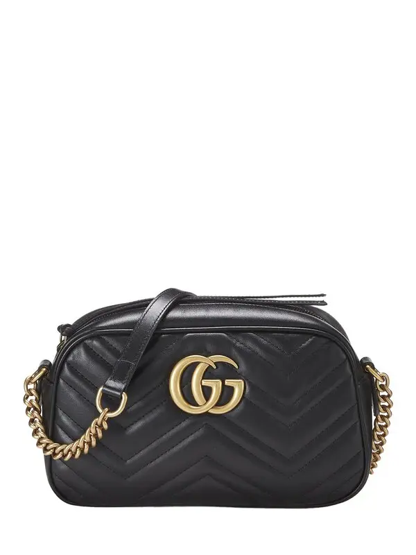 Gucci Leather Gg Marmont Crossbody Bag - Black