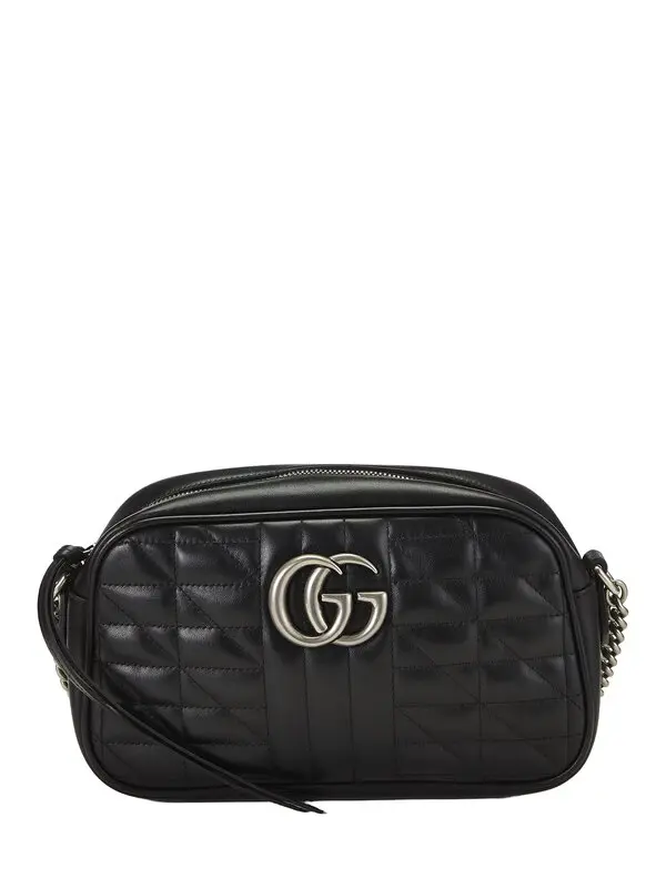 Gucci Leather Gg Marmont Crossbody Bag - Black
