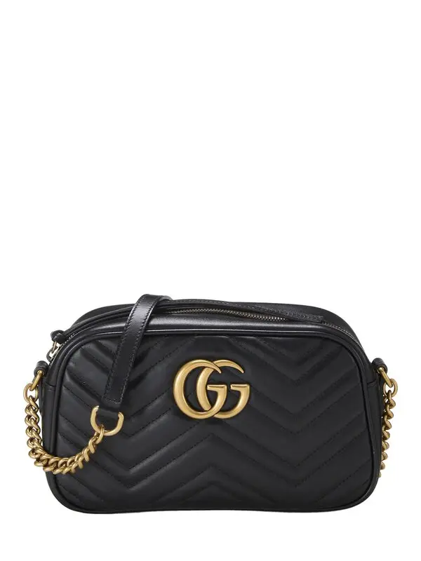 Gucci Leather Gg Marmont Crossbody Bag - Black