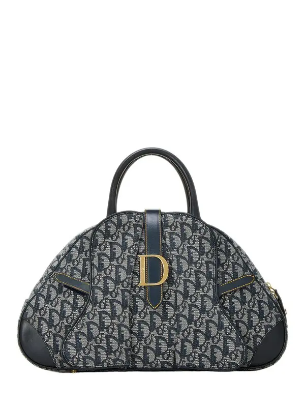 Dior Trotter Canvas Saddle Bowler Bag - Navy