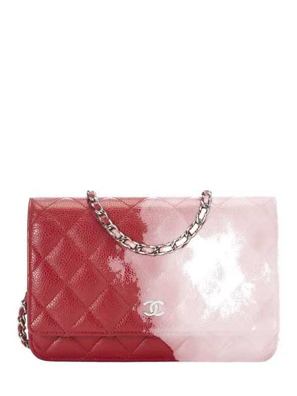 Chanel Caviar Classic Quilted Wallet On Chain - Red