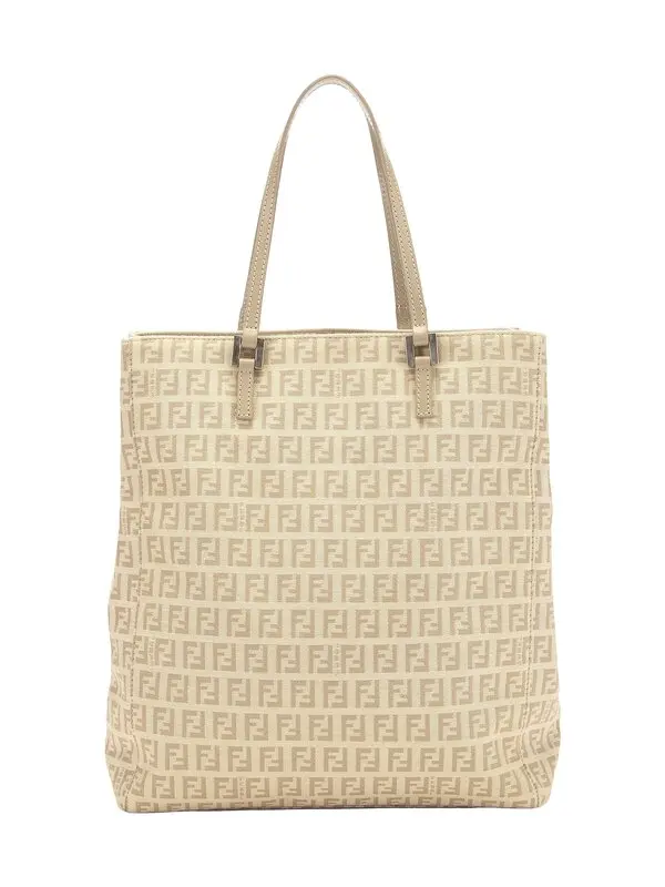 Fendi Zucchino Vertical Tote - Beige
