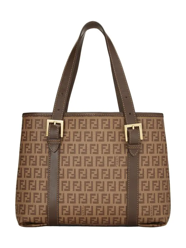 Fendi Zucchino Coated Tote - Brown