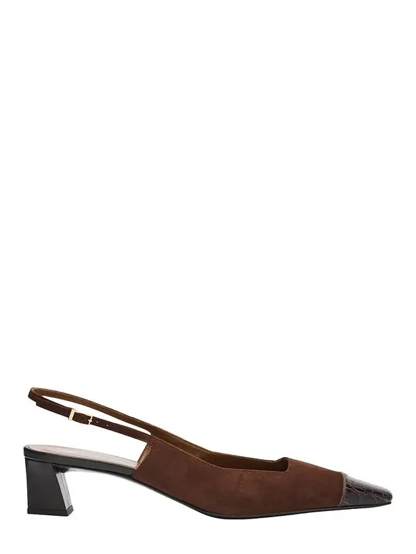 GIUSEPPE ZANOTTI Mixed Leather Slingback Pumps - Castagna
