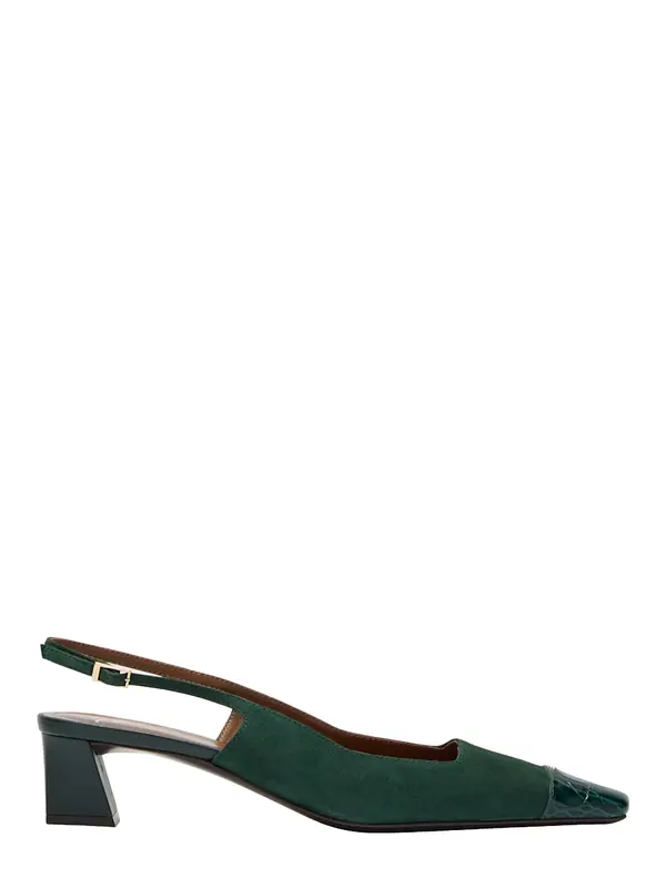 GIUSEPPE ZANOTTI Mixed Leather Slingback Pumps - Pavone