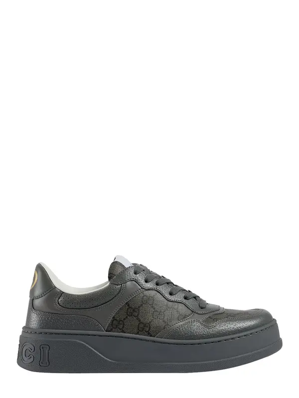 Gucci Gg Monogram Lace Up Sneakers - Grey