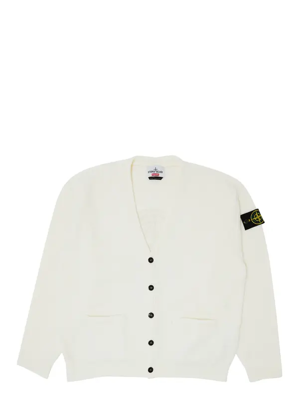 Supreme X Stone Island Bouclé Cardigan - White