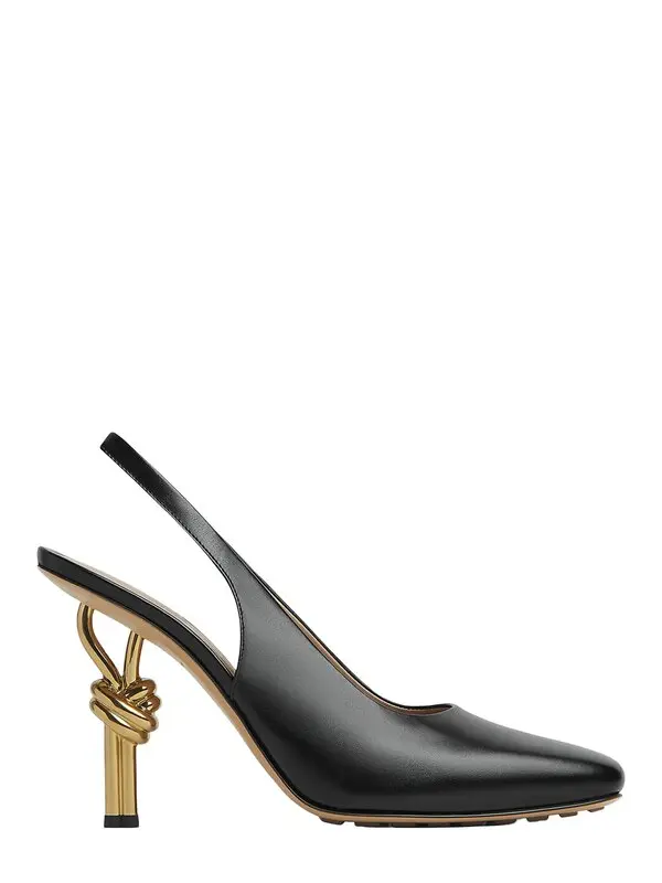 Bottega Veneta Leather Knot Slingback Heels 90 - Black