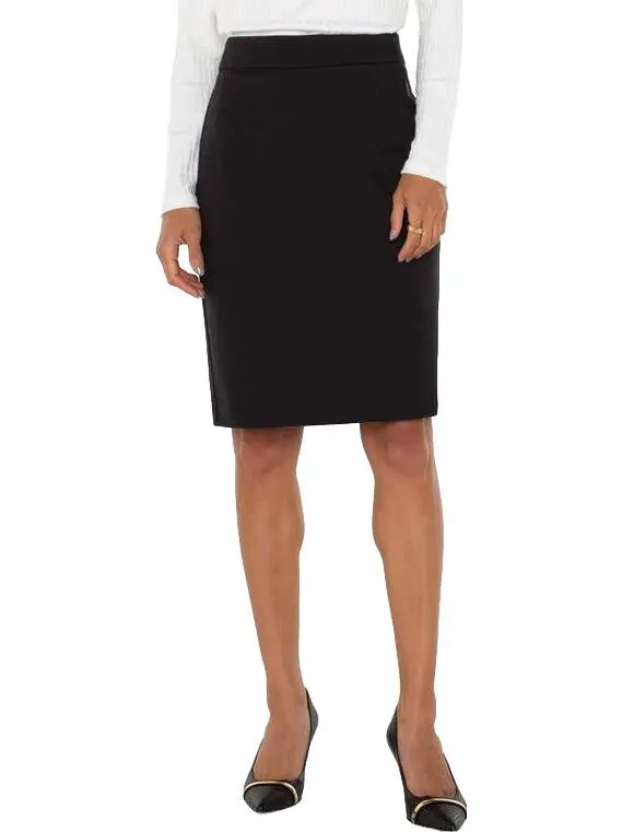 LIVERPOOL Ponte Knit Pencil Skirt - Black