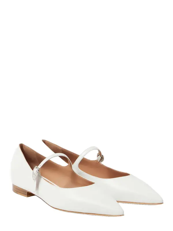 MALONE SOULIERS X Tabitha Simmons Kate Leather Ballet Flats - White