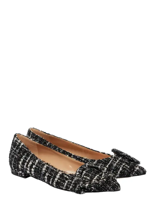 GIANVITO ROSSI Venezia Bouclé Ballet Flats - Black