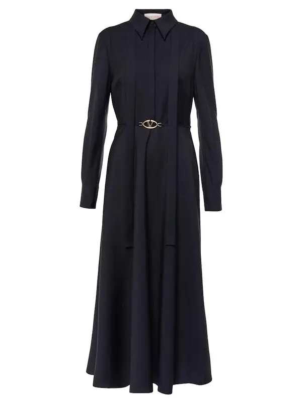 Valentino Garavani Belted Wool-blend Midi Dress - Blue