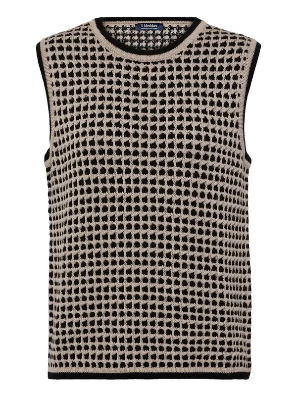 Max Mara Fleres Patterned Cotton Sweater Vest - Beige