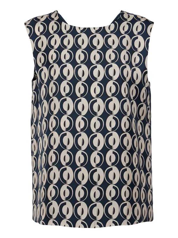 Max Mara Timetop Printed Silk Top - Blue