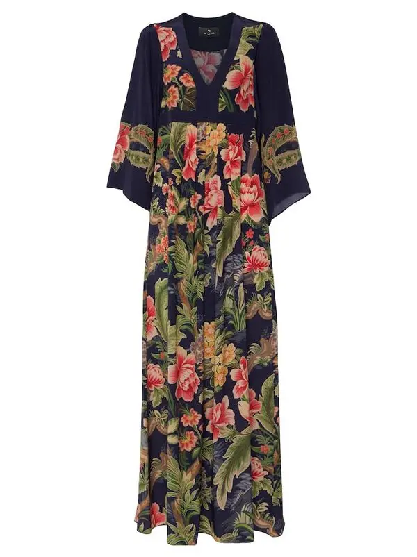 Etro Floral Silk Crêpe De Chine Maxi Dress - Multicoloured