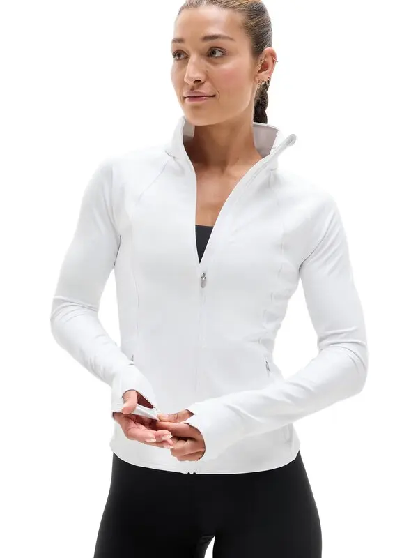 Athleta Interval Zip Up Jacket - Bright White