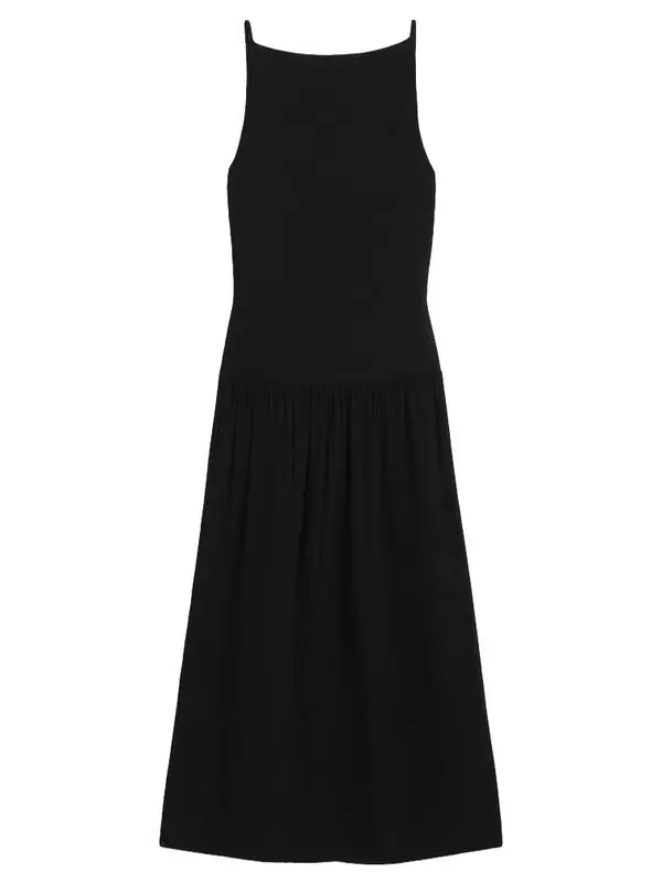 Cos Contrast Panel Maxi Dress - Black