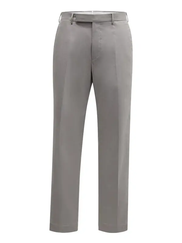 Zegna Premium Cotton Dress Pants - Light Gray Solid