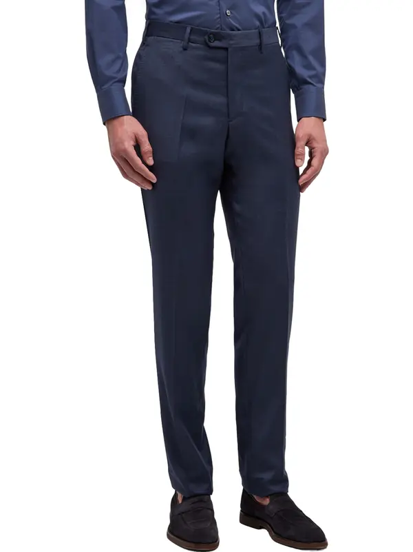 Giorgio Armani Flat-front Wool Trousers - Dark Blue
