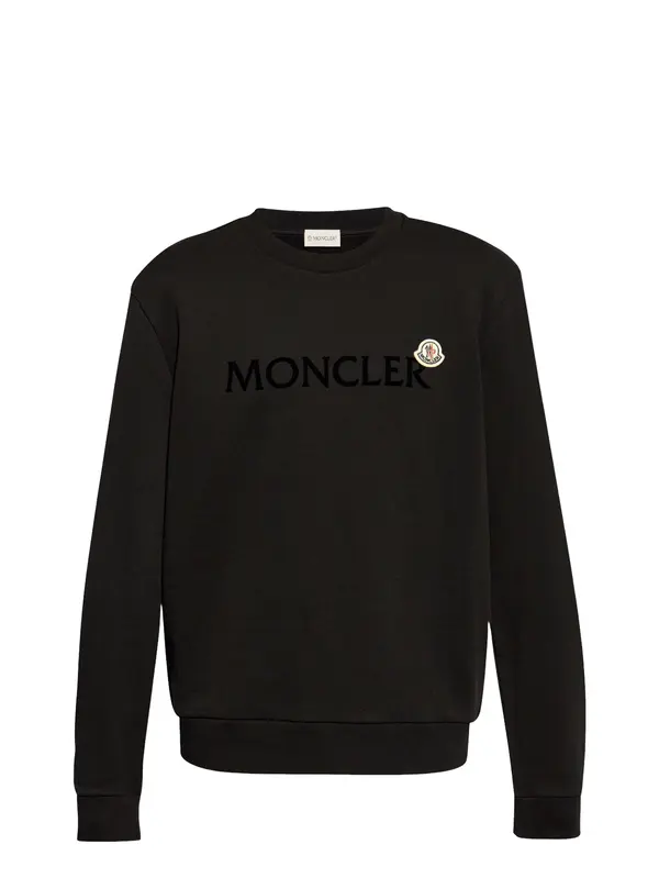 Moncler Cotton Flocked-logo Sweatshirt - Black