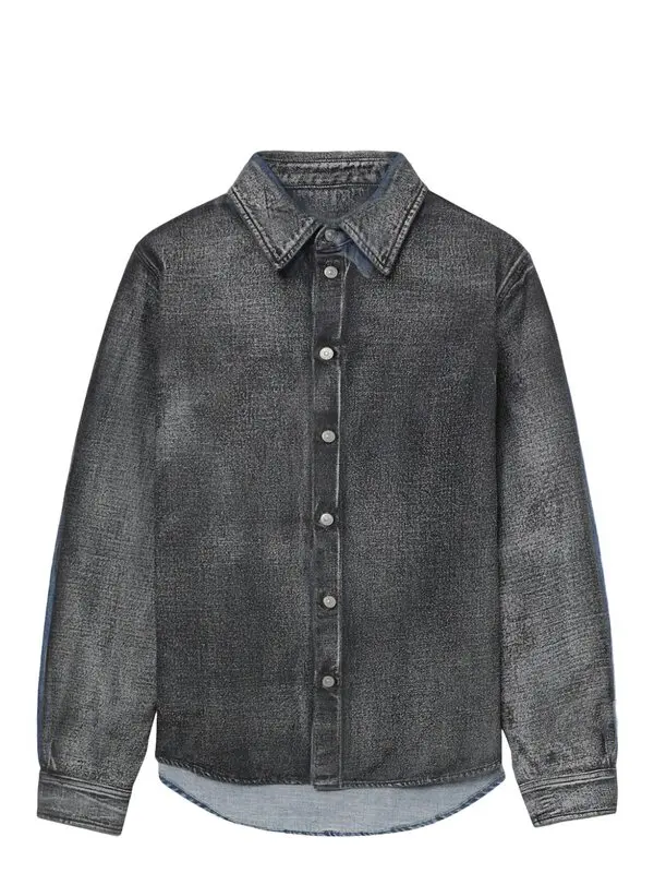 MAISON MARGIELA Distressed Panelled Denim Shirt - Grey