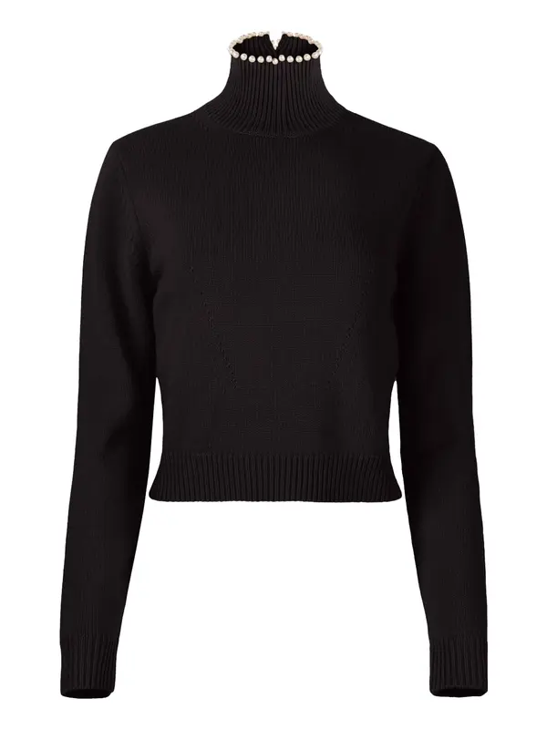 Nina Ricci Bead-embellished Wool-blend Jumper - Black