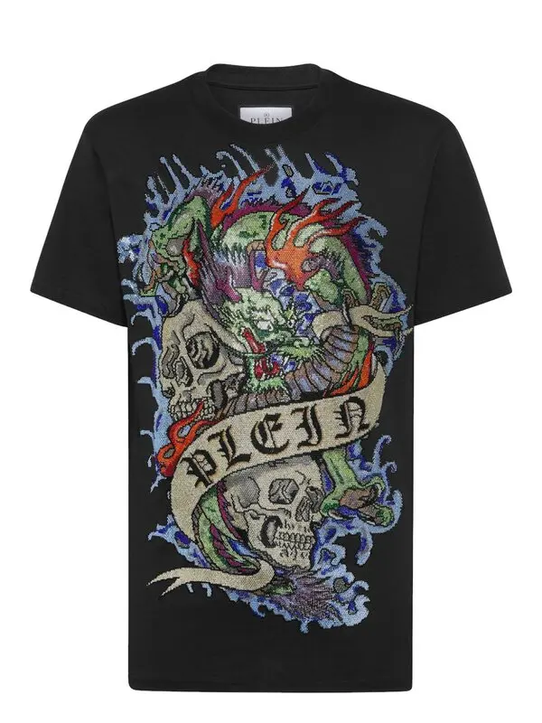 Philipp Plein Tattoo-print Cotton T-shirt - Black