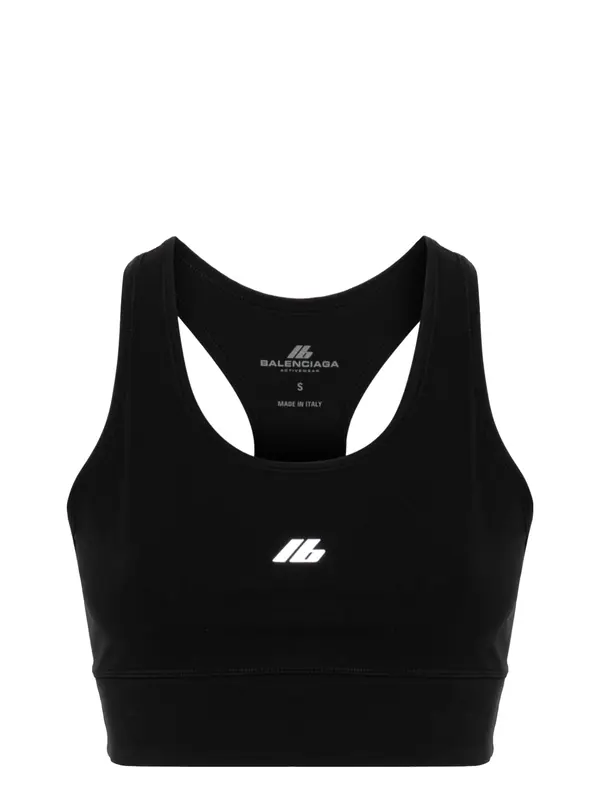 Balenciaga Reflective-logo Bra Top - Black