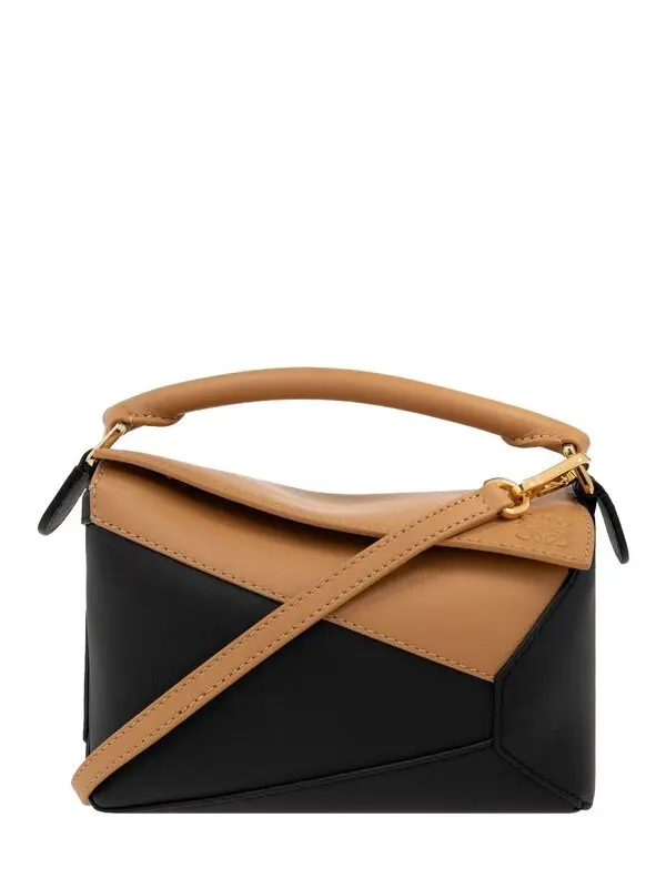 Loewe Puzzle Contrasting Shoulder Bag - Black