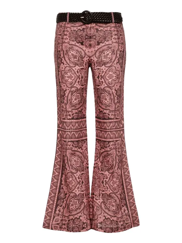 Zimmermann Ottie Paisley-print Trousers - Pink